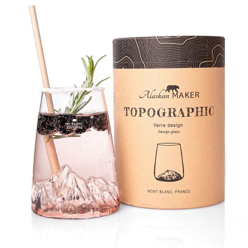 Coffret Verre design Topographic Montagne relief 450ml - Alaskan Maker ...